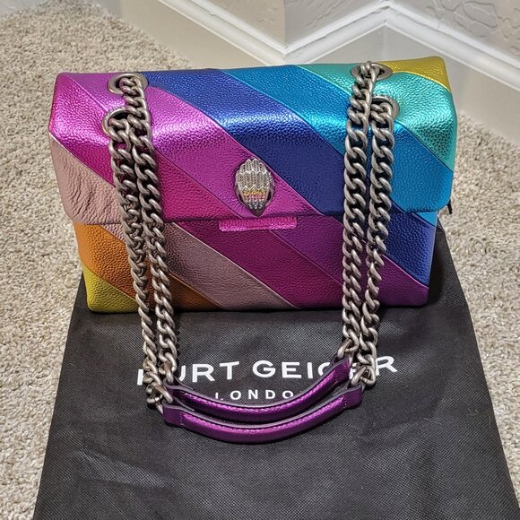 Kurt Geiger | Bags | Kurt Geiger Rainbow Metallic Leather Kensington ...